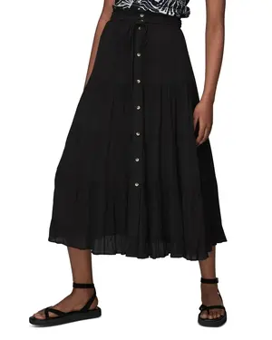 Whistles Crinkled Button Front Skirt