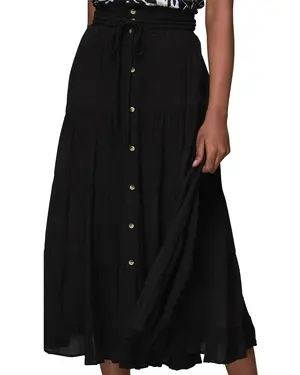 Whistles Crinkled Button Front Skirt
