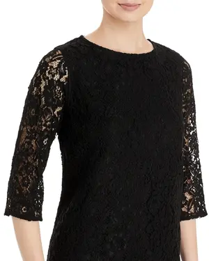 Caroline Rose Floral Lace Dress - Black