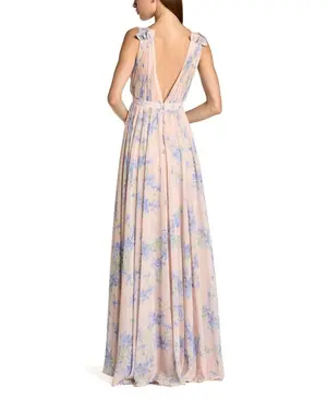 Mac Duggal Chiffon Plunge Neck Gown - Violet Multi