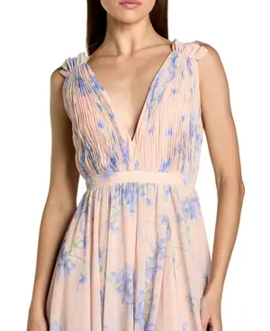 Mac Duggal Chiffon Plunge Neck Gown - Violet Multi