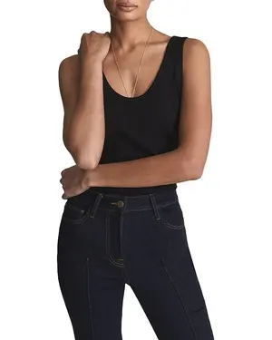REISS Violet Ribbed Tank - Black