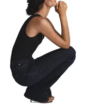 REISS Violet Ribbed Tank - Black