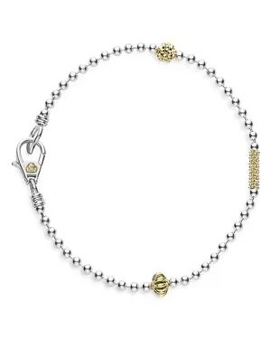 Lagos Sterling Silver And 18k Yellow Gold Caviar Icon Row Bracelet - Gold/silver
