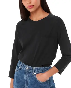 Whistles Cotton Pocket Top - Black