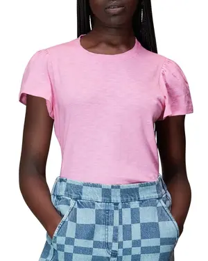 Whistles Flutter Sleeve Cotton Tee - Pink