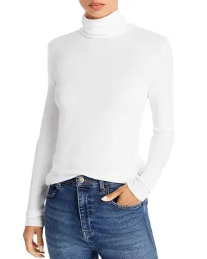 Splendid 1x1 Turtleneck Top - White