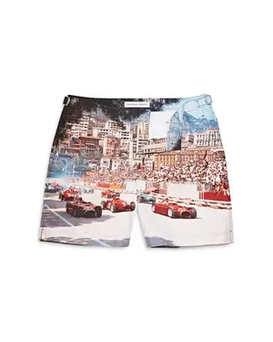Orlebar Brown Bulldog Photo Print Quick Dry Tailored Fit Swim Trunks - Start Your Engine
