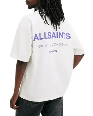 ALLSAINTS Underground Organic Cotton Logo Graphic Tee Ashen White/purple