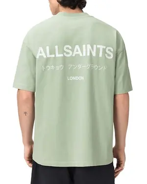 ALLSAINTS Underground Organic Cotton Logo Graphic Tee Celadon Green