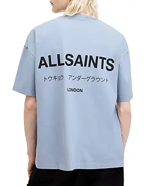 ALLSAINTS Underground Organic Cotton Logo Graphic Tee Dusty Blue
