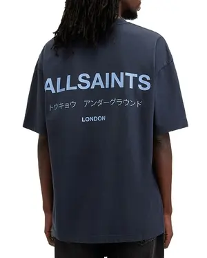 ALLSAINTS Underground Organic Cotton Logo Graphic Tee Garnet Blue