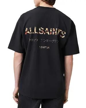 ALLSAINTS Underground Organic Cotton Logo Graphic Tee Jet Black/leopard