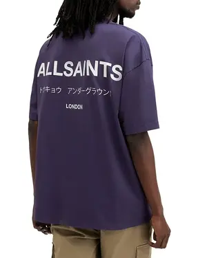 ALLSAINTS Underground Organic Cotton Logo Graphic Tee Lapis Purple