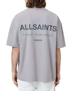 ALLSAINTS Underground Organic Cotton Logo Graphic Tee Machine Grey
