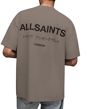 ALLSAINTS Underground Organic Cotton Logo Graphic Tee Planet Grey