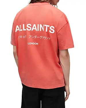 ALLSAINTS Underground Organic Cotton Logo Graphic Tee Red/ White