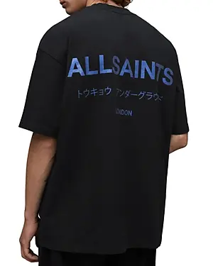 ALLSAINTS Underground Organic Cotton Logo Graphic Tee Universe Blue