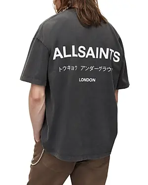 ALLSAINTS Underground Organic Cotton Logo Graphic Tee Washed Black