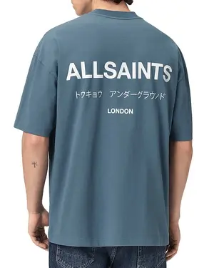 ALLSAINTS Underground Organic Cotton Logo Graphic Tee Waved Blue