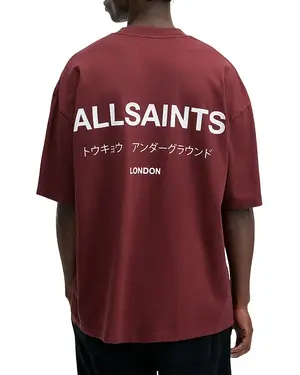 ALLSAINTS Underground Organic Cotton Logo Graphic Tee Winehouse