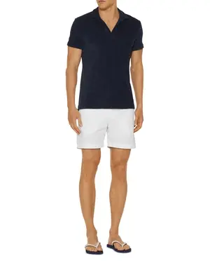 Orlebar Brown Cotton Terry Solid Tailored Fit Polo Shirt - Navy