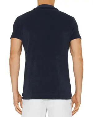 Orlebar Brown Cotton Terry Solid Tailored Fit Polo Shirt - Navy