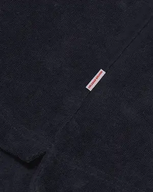 Orlebar Brown Cotton Terry Solid Tailored Fit Polo Shirt - Navy