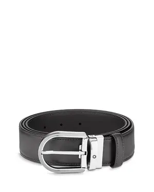 Montblanc Horseshoe Buckle Leather Belt - Gray