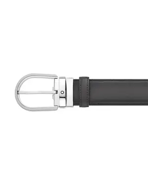 Montblanc Horseshoe Buckle Leather Belt - Gray