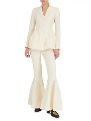 Rosie Assoulin Celery Cloque Kick-flare Pants