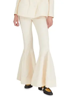 Rosie Assoulin Celery Cloque Kick-flare Pants