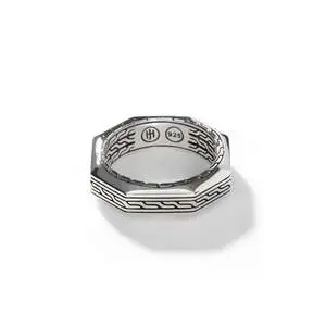 John Hardy Carved Chain Geometric Band Ring - Multicolor