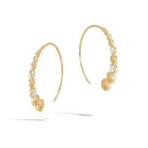 John Hardy Hammered Small Hoop Earring With Diamonds - Multicolor