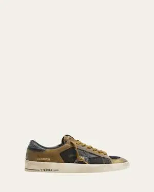 GOLDEN GOOSE Stardan Leather & Mesh Low-top Sneakers - Black/military Green
