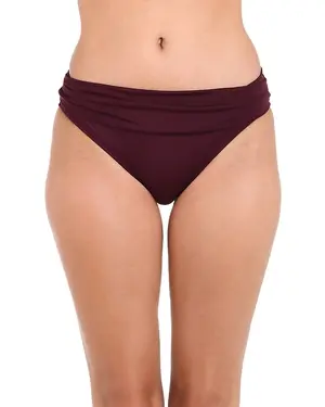 La Blanca Island Goddess Shirred Bikini Bottom - Dark Cherry
