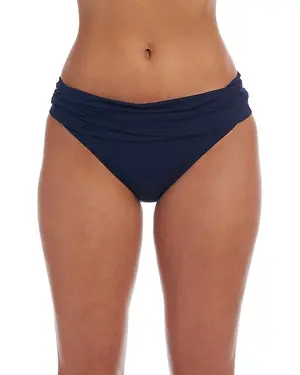 La Blanca Island Goddess Shirred Bikini Bottom - Indigo