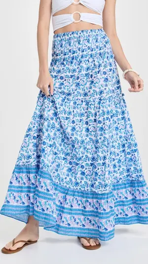 Playa Lucila Printed Ruffle Skirt - Blue Multi