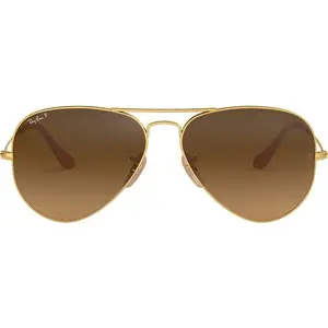 Ray-ban 58mm Polarized Aviator Sunglasses - Matte Arista/brown Gradient