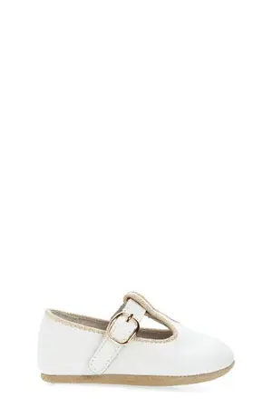 L'AMOUR Evie T-strap Crib Shoe - White