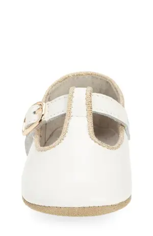 L'AMOUR Evie T-strap Crib Shoe - White
