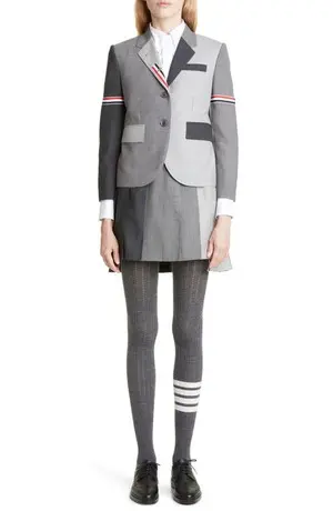 Thom Browne Colorblock Wool Sport Coat With Armband - Dark Grey