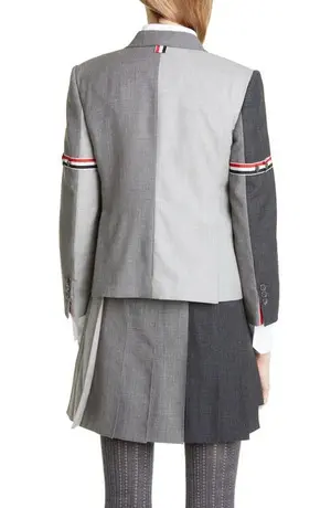 Thom Browne Colorblock Wool Sport Coat With Armband - Dark Grey