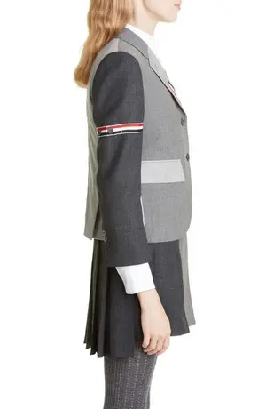 Thom Browne Colorblock Wool Sport Coat With Armband - Dark Grey