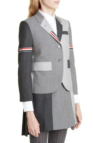 Thom Browne Colorblock Wool Sport Coat With Armband - Dark Grey
