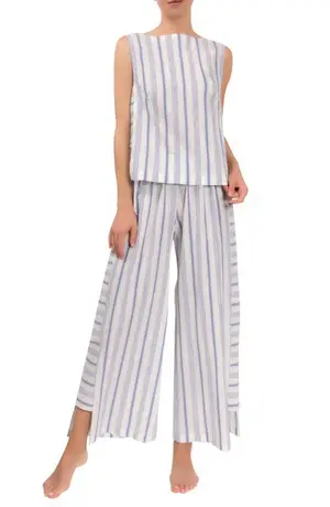 EVERYDAY RITUAL Piper Stripe Cotton Pajamas Blueberry