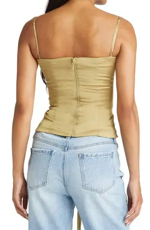 House Of Cb Lace-up Satin Corset Top
