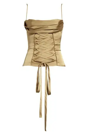 House Of Cb Lace-up Satin Corset Top
