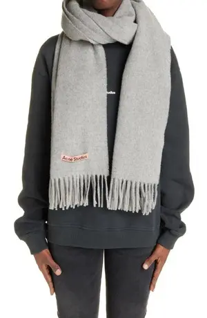 Acne Studios Canada Fringe Scarf - Light Grey Melange