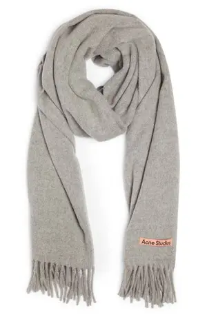 Acne Studios Canada Fringe Scarf - Light Grey Melange
